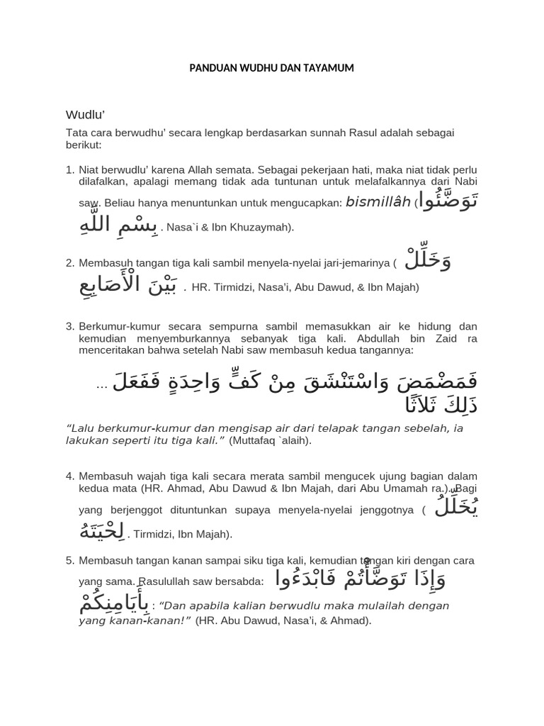 Panduan Wudhu Dan Tayamum | PDF | Agama & Spiritualitas