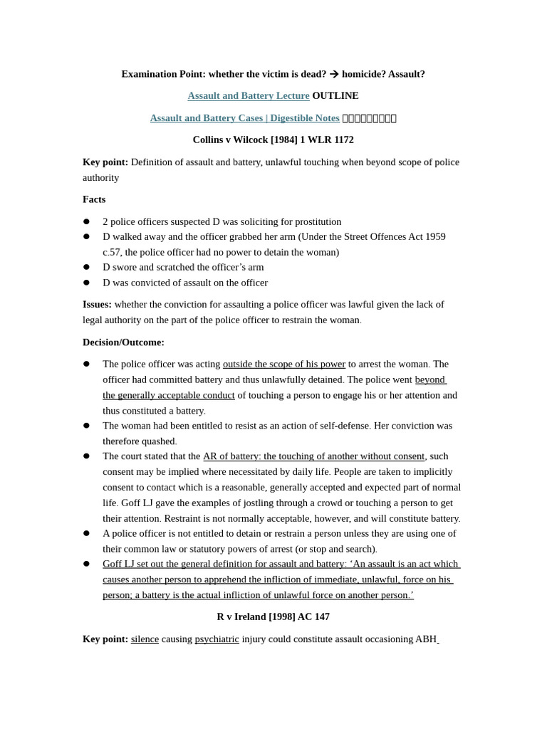 Topic 7 Non-Fatal OAP Cases | PDF | Assault | Battery (Crime)