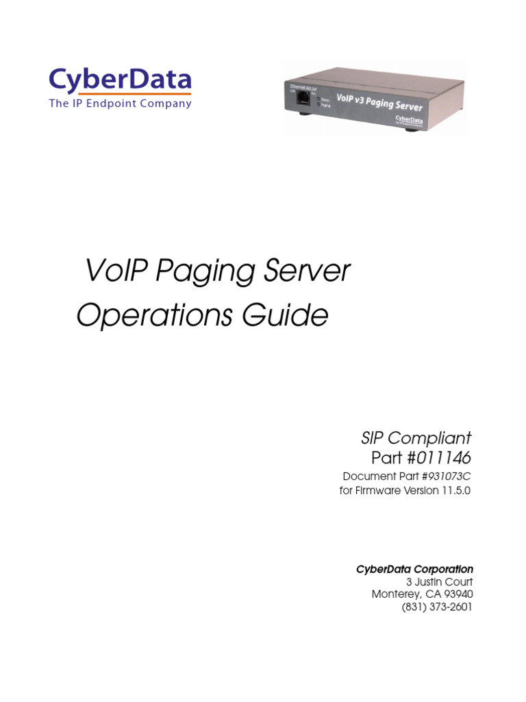931073C VoIP Paging Server Ops Guide R | PDF | Amplifier | Session Initiation Protocol