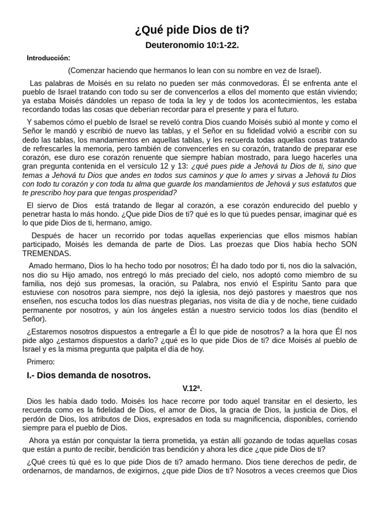 Qué Pide Dios de Ti | PDF | Dios | Oración