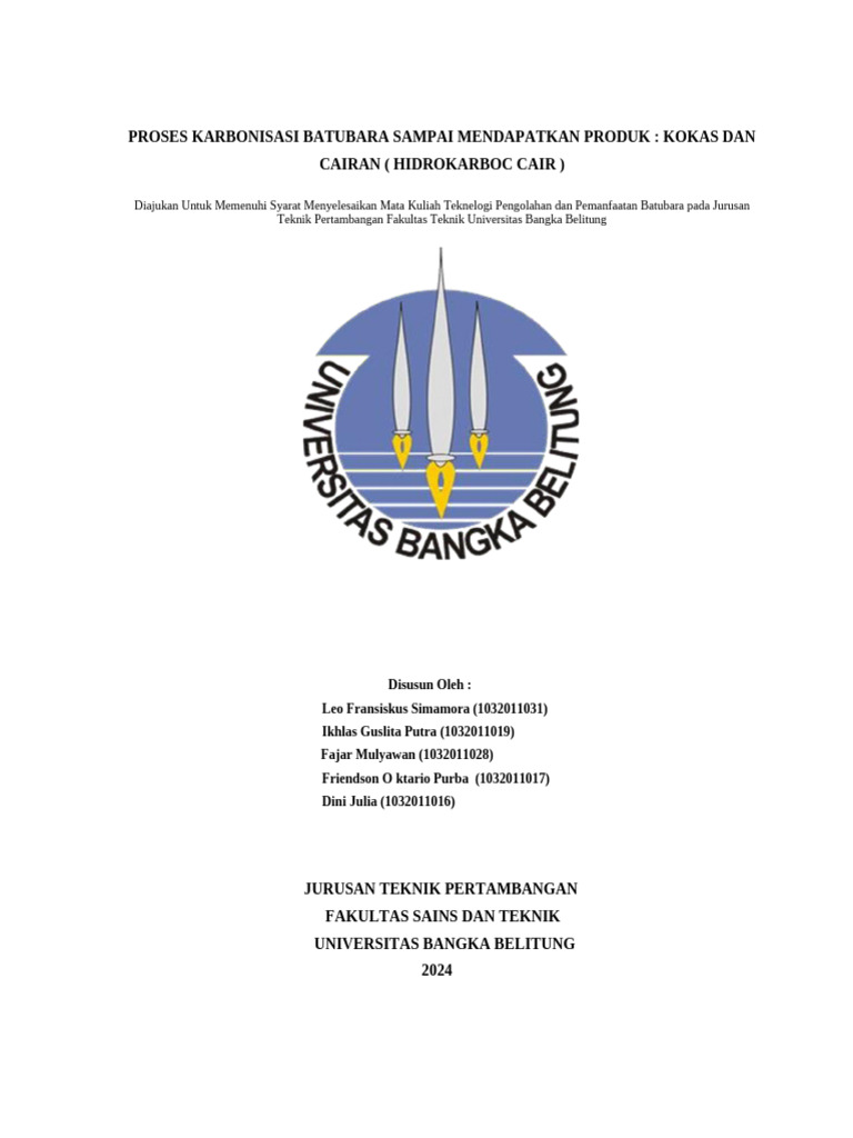 Proses Karbonisasi Batubara Menjadi Kokas | PDF | Teknologi & Rekayasa