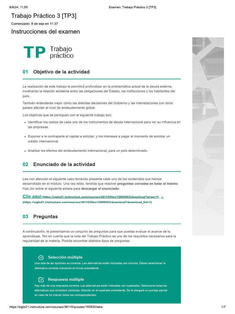 Examen - Trabajo Práctico 3 (TP3) - 95% | PDF | Deuda | Bancos