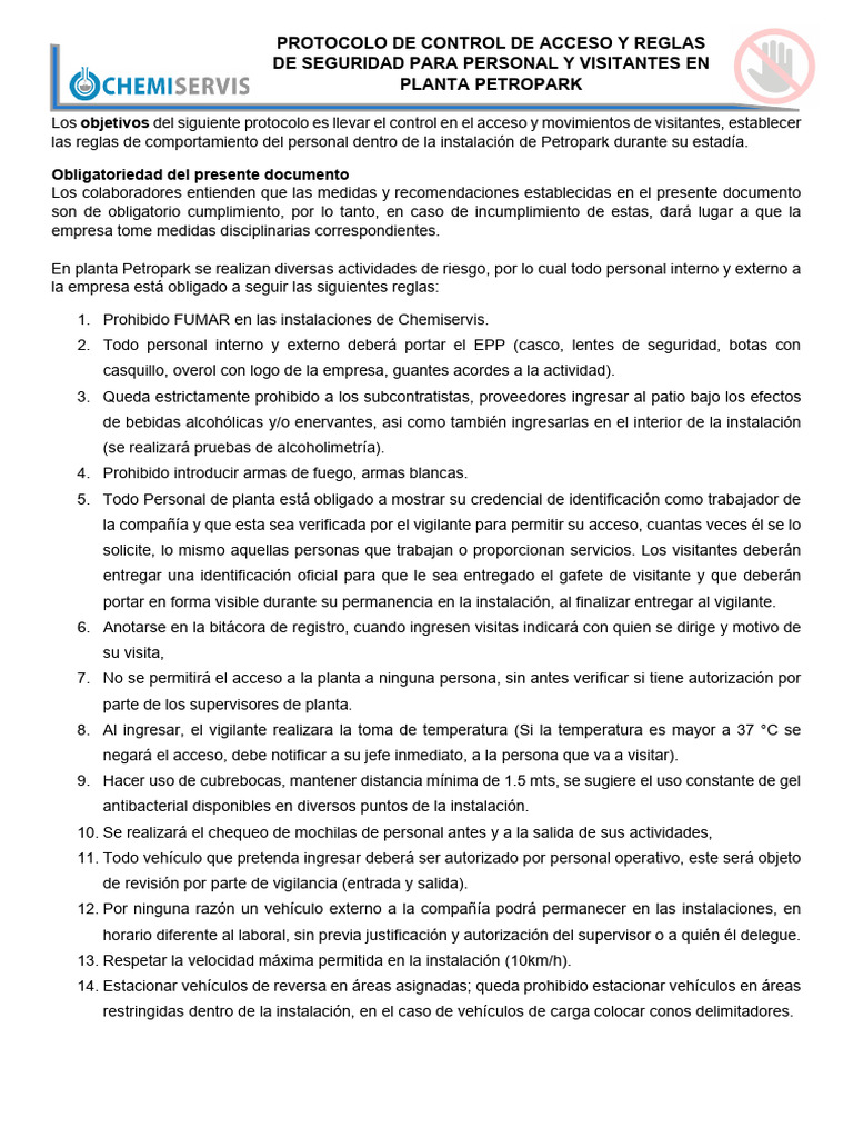 Protocolo Control en El Acceso | PDF | Hogar y jardín