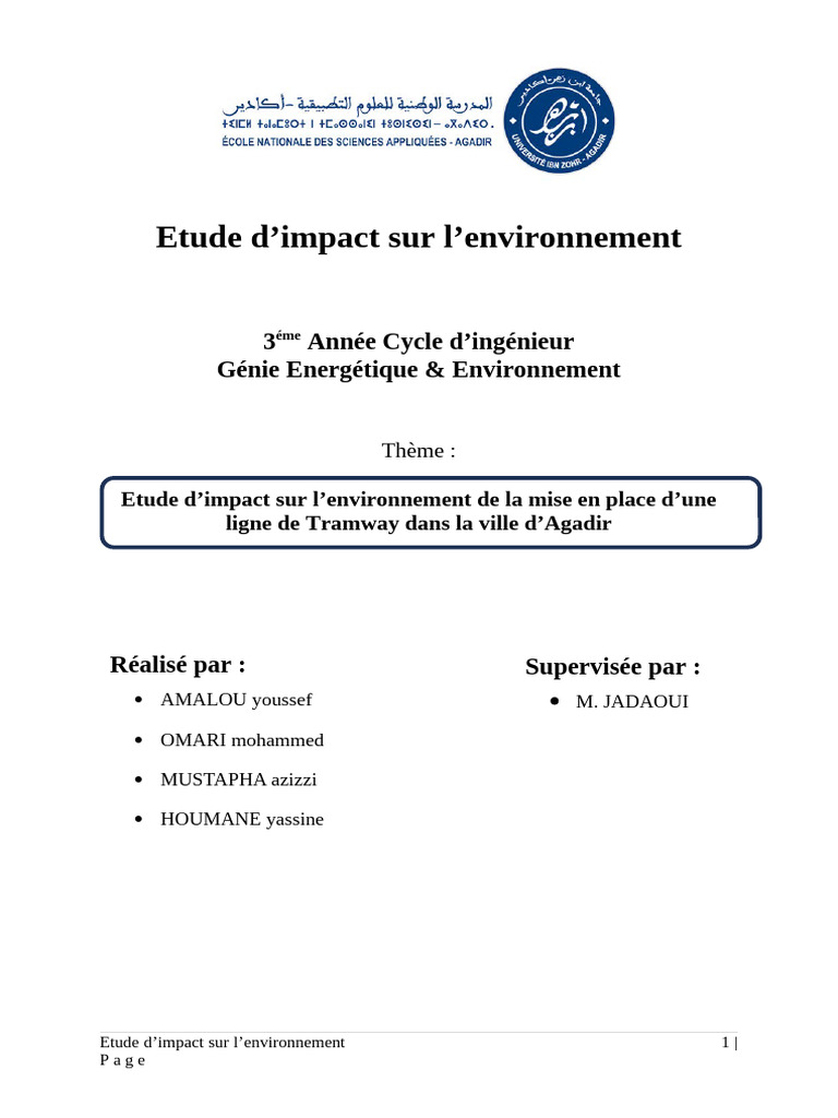 Rapport EIE TRAMWAY | PDF | Pollution de l'air | Fioul