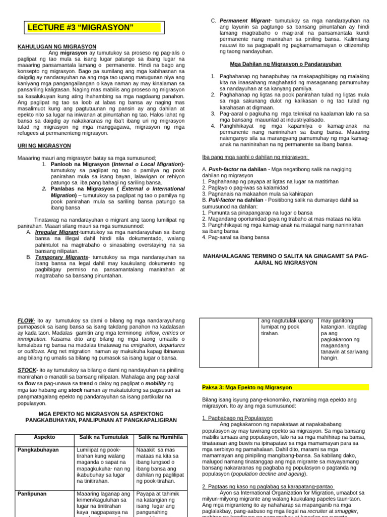 LECTURE3 - Migrasyon 2ndQtr 1 | PDF