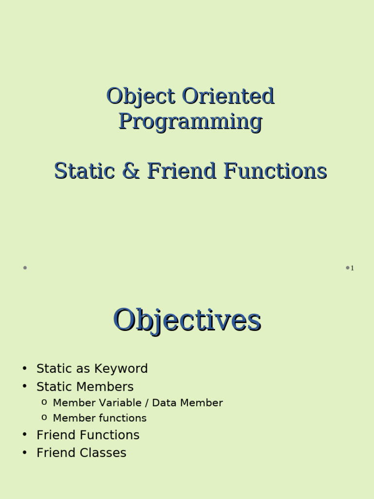 Static And Friend Functions In Oop Pdf Computer Engineering Computer Programming