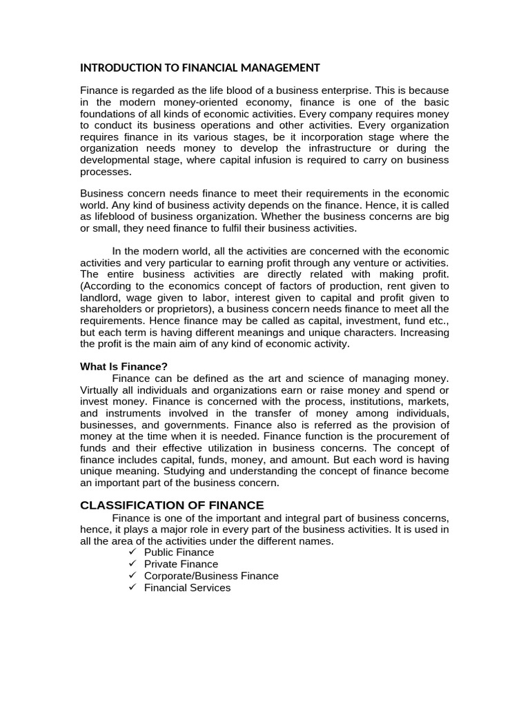 Introduction To Financial Management | PDF | Sole Proprietorship ...