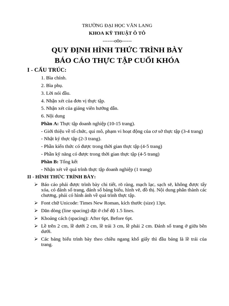 2023 Mau Bao Cao Thuc Tap Doanh Nghiep VLU | PDF