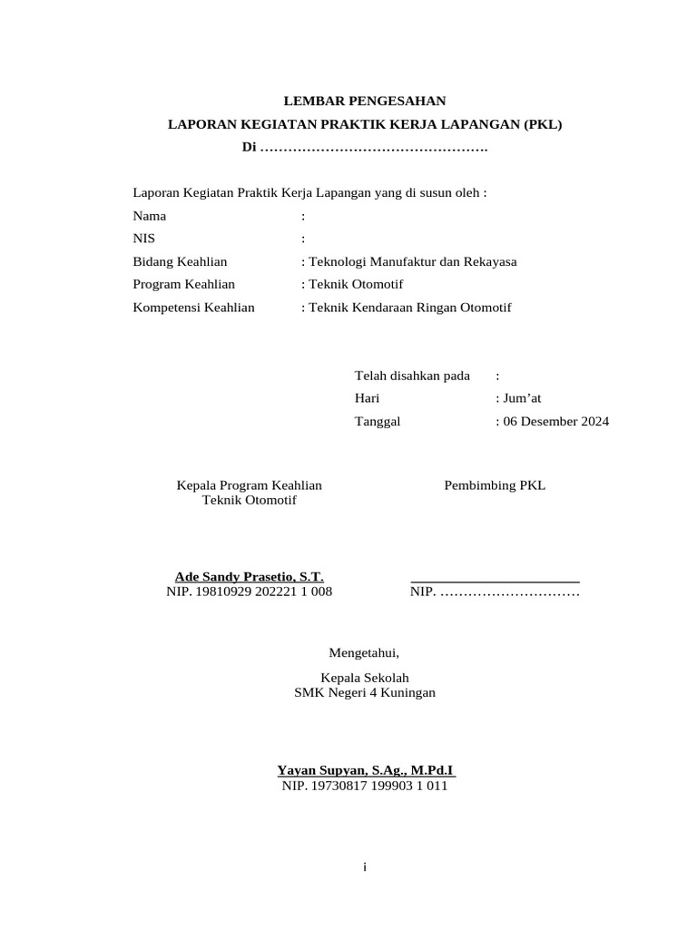 Lembar Pengesahan, Katpeng, Daftar Isi Tkro | PDF