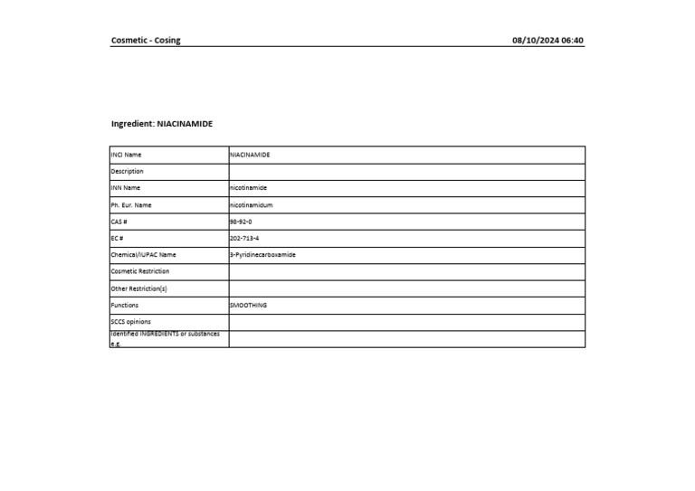 COSING Ingredient | PDF