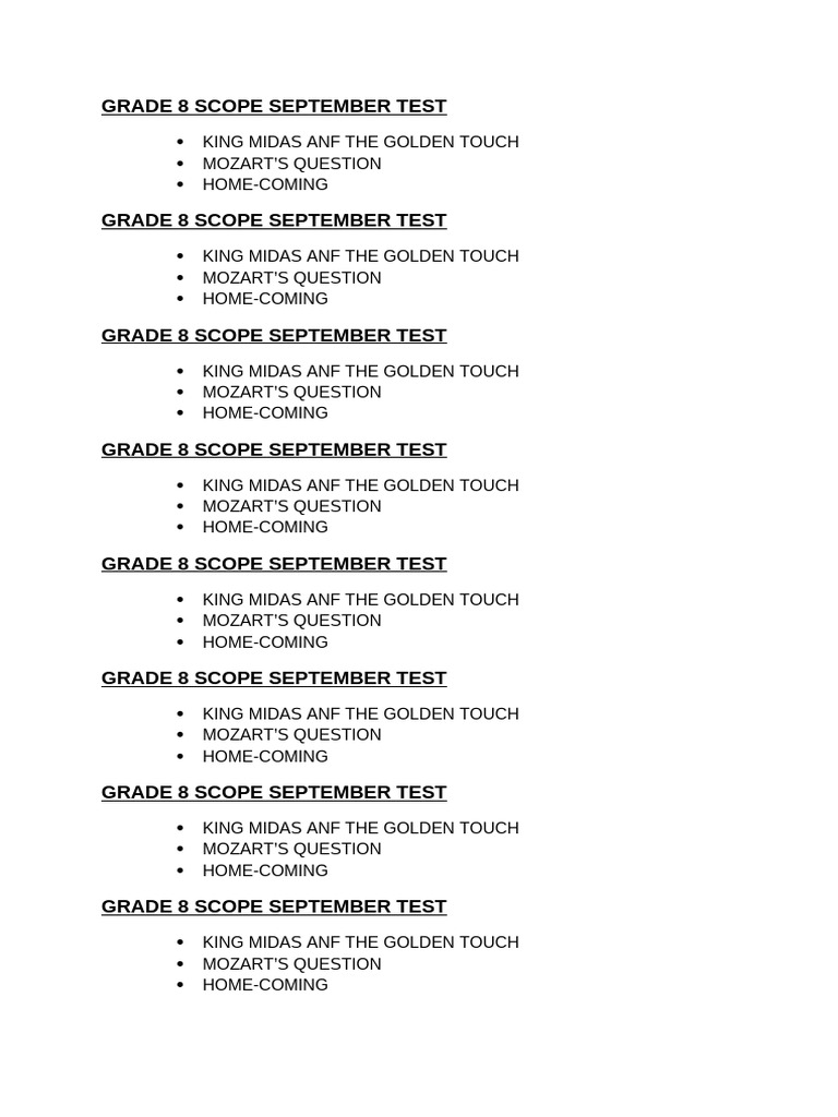 Grade 8 Scope | PDF | Sports & Recreation