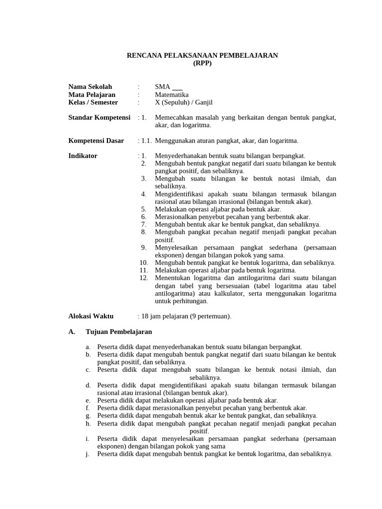 Contoh RPP | PDF | Metode & Bahan Ajar