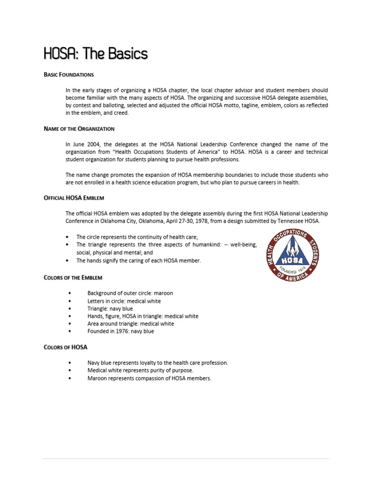 HOSA - The Basics | PDF | Leadership