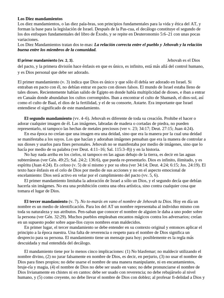 Los Diez Mandamientos | PDF | Diez Mandamientos | Dios
