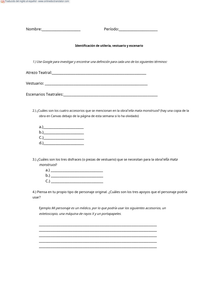 Prop, Costume, and Set Identification - En.es | PDF
