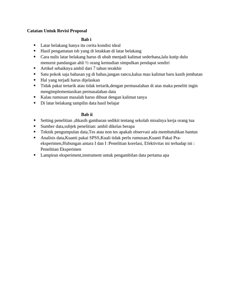Catatan Untuk Revisi Proposal | PDF | Karier & Perkembangan