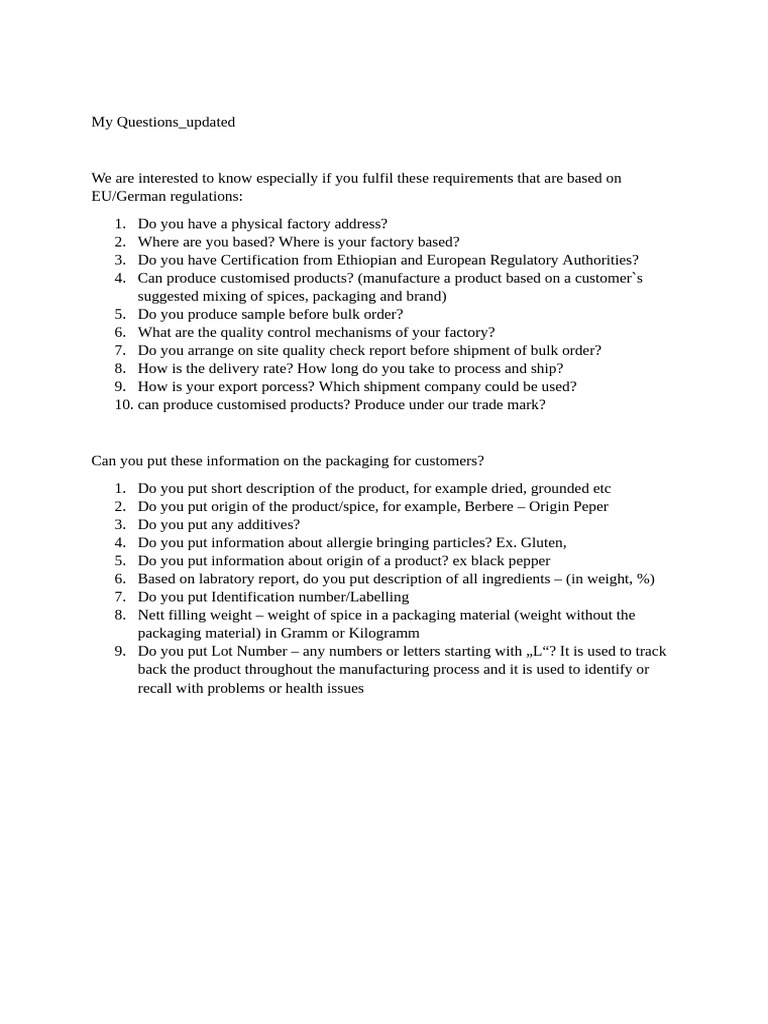 My Questions Updated | PDF | Business