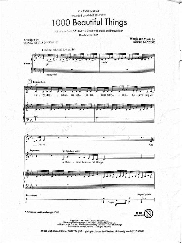 LENNOX 1000 Beautiful Things | PDF