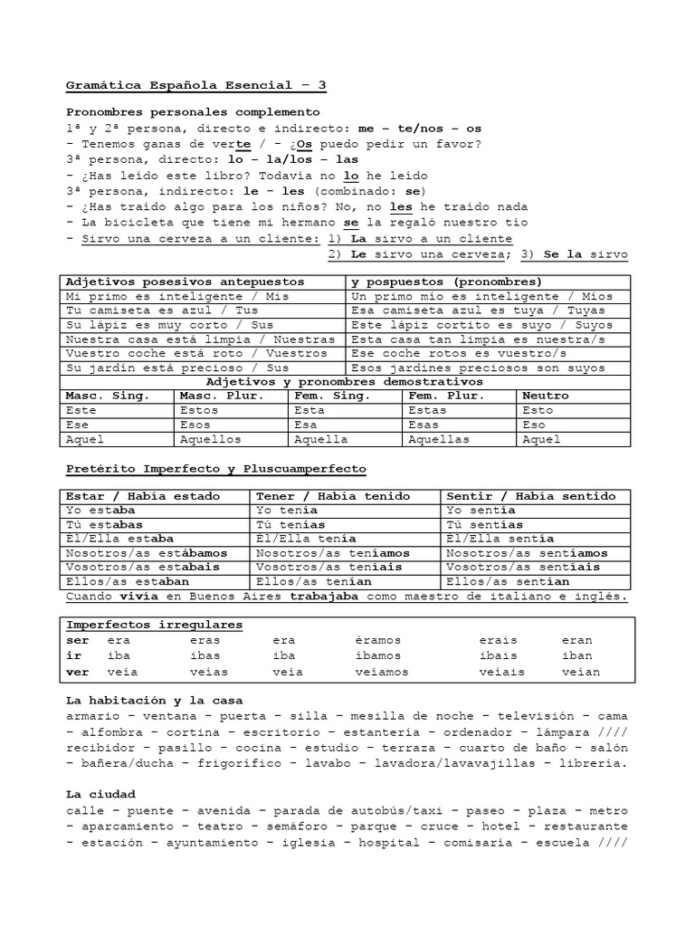 Gramática Española Esencial - 3 | PDF | Morfología Lingüística ...