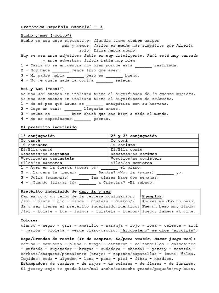 Gramática Española Esencial - 4 | PDF | Ropa | Moda