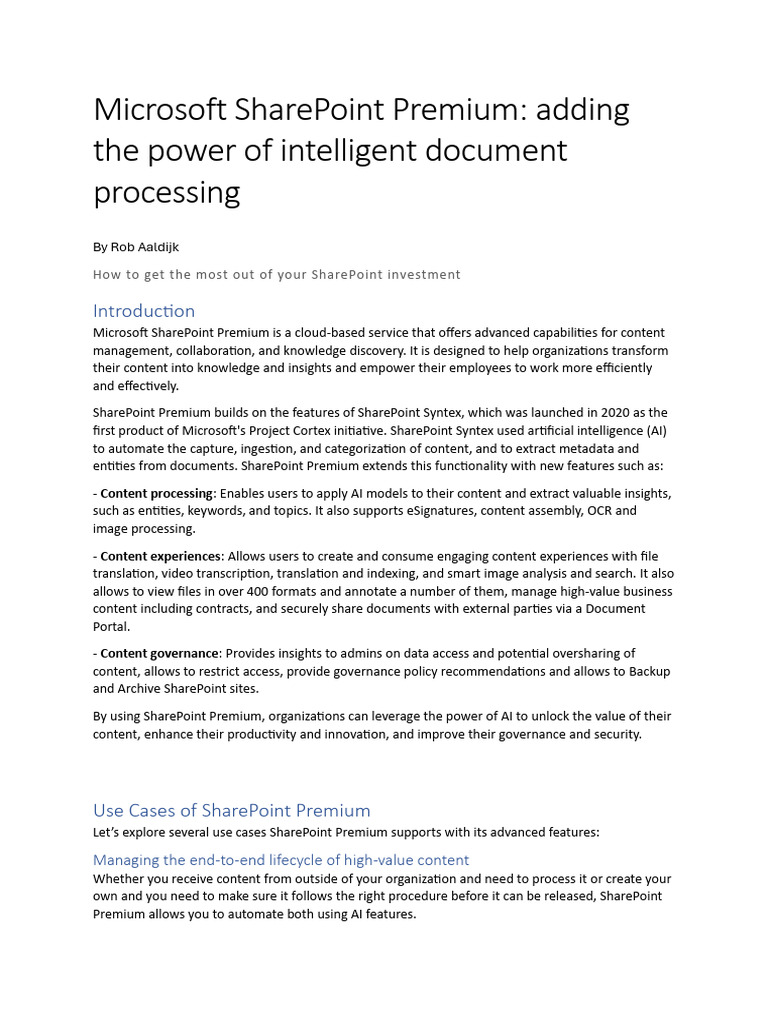Microsoft SharePoint Premium Article | PDF | Share Point | Tag (Metadata)