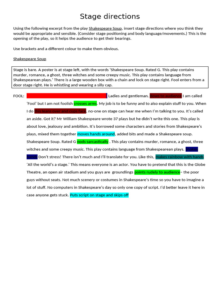 Stage Directions | PDF