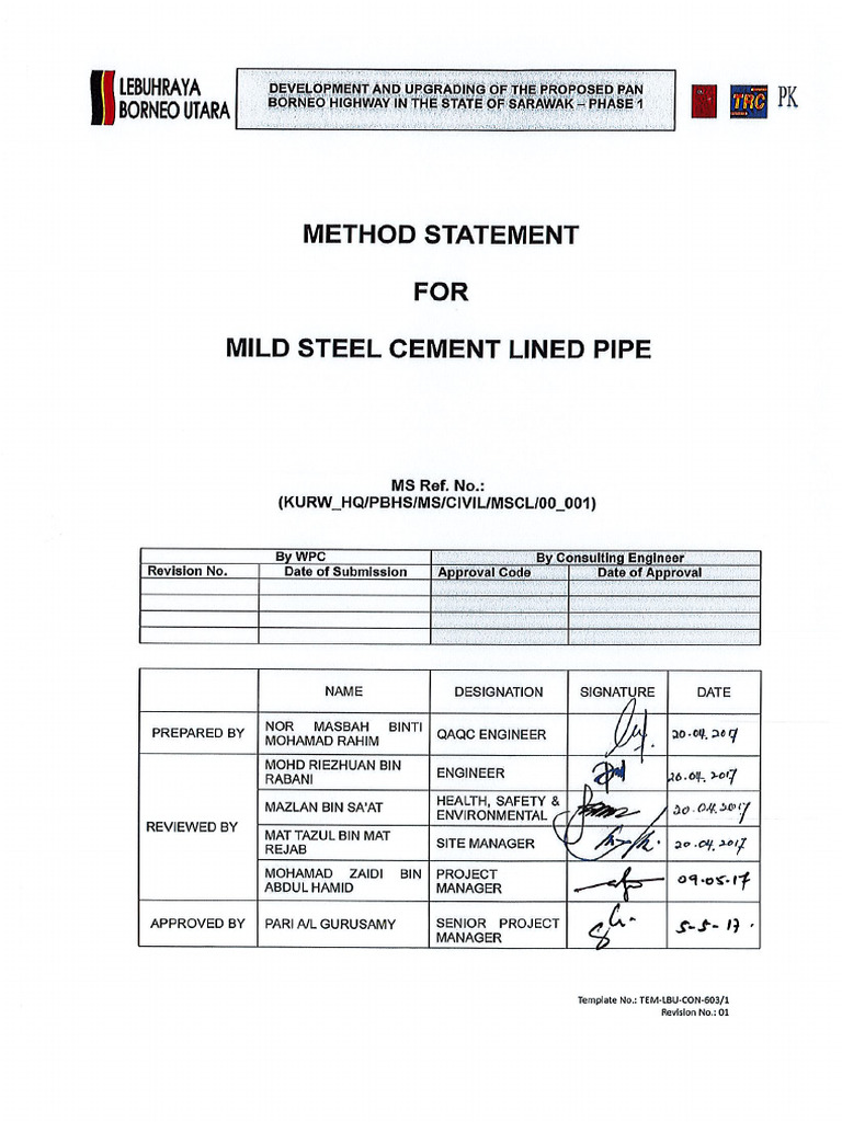MS Mild Steel Cement Lined Pipe | PDF