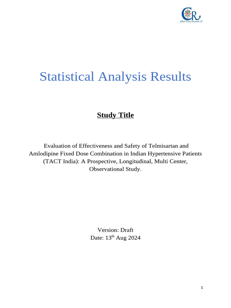 TACT Study Analysis 13082024 WEST Zone | PDF | Blood Pressure | Cholesterol