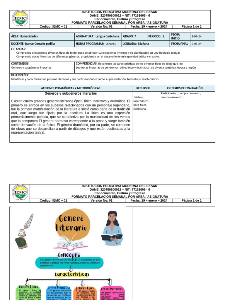 Géneros y Subgéneros Literarios en 7° | PDF