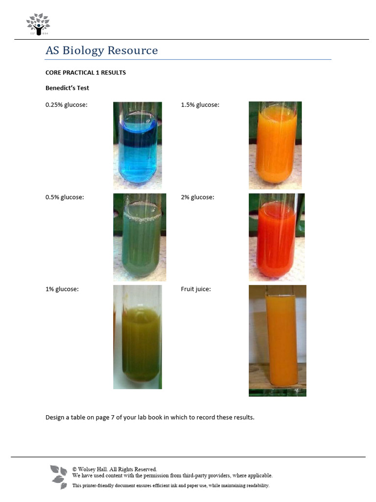 (M1.2) OBSERVE - Core Practical 1 Results | PDF | Wellness