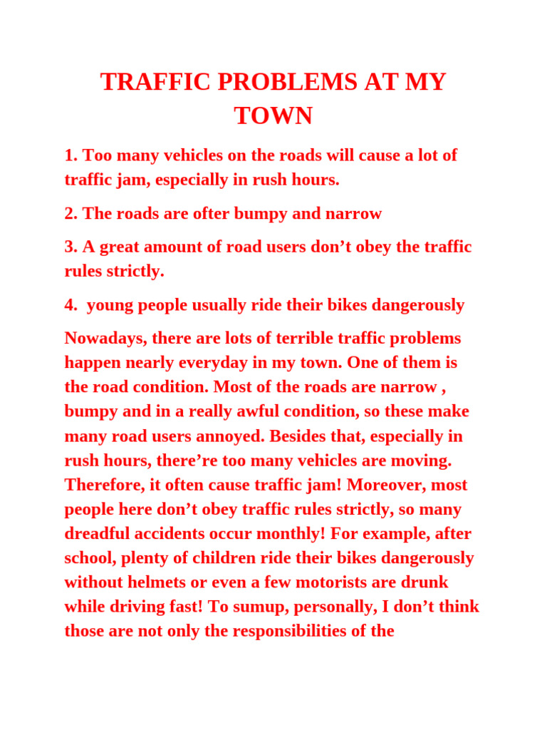 Traffic Problems at My Town | PDF