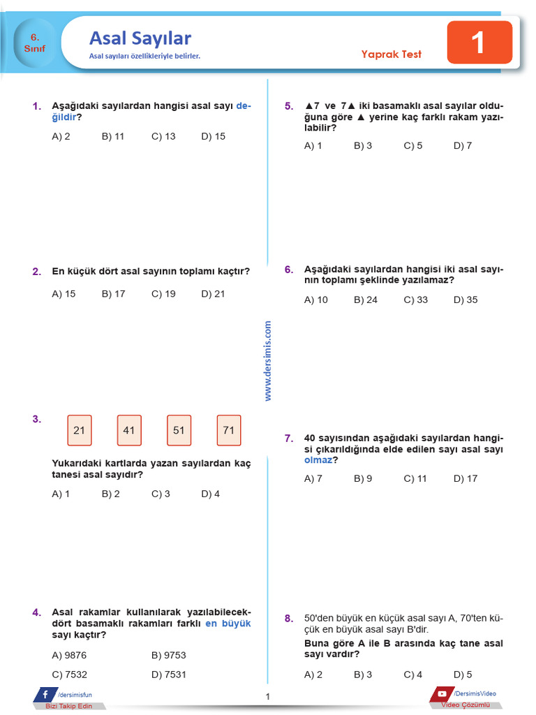 5 Asal Sayilar 1 | PDF