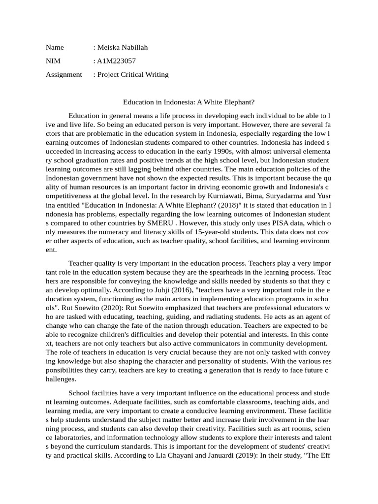 Critical Writing Asignment | PDF | Motivation | Motivational
