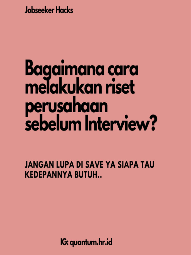 Cara Melakukan Riset Perusahaan Sebelum Interview | PDF | Karier ...