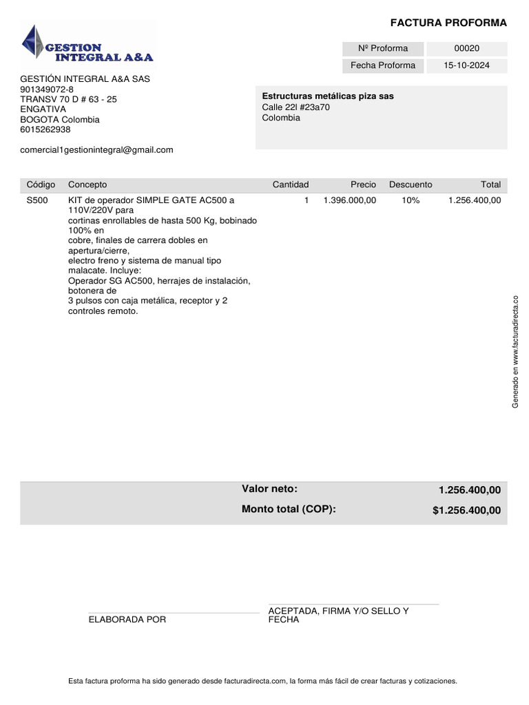 Proforma 20241015 00020 | PDF | Tecnología