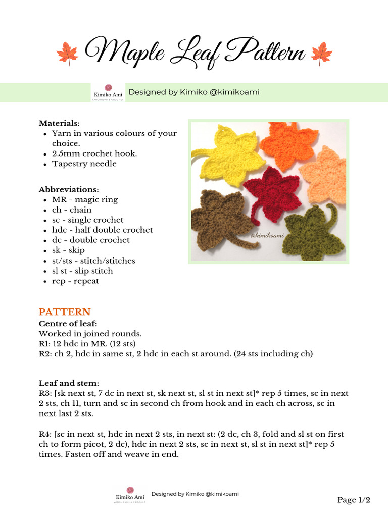 Crochet Maple Leaf Pattern Guide | PDF
