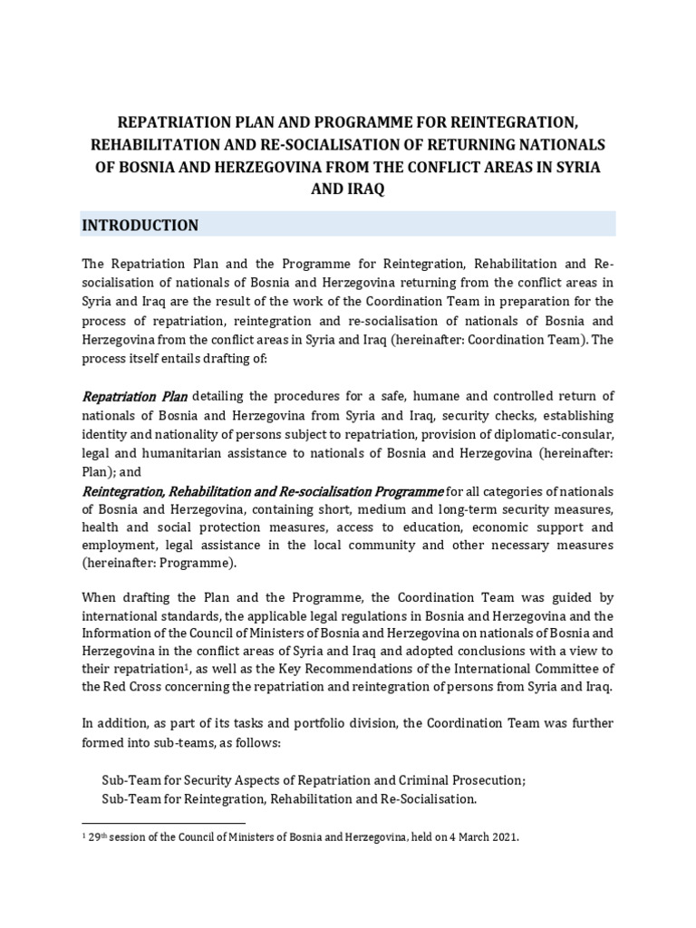 Repatriation, Reintegration, Rehabilitation and Re-Socialization ...