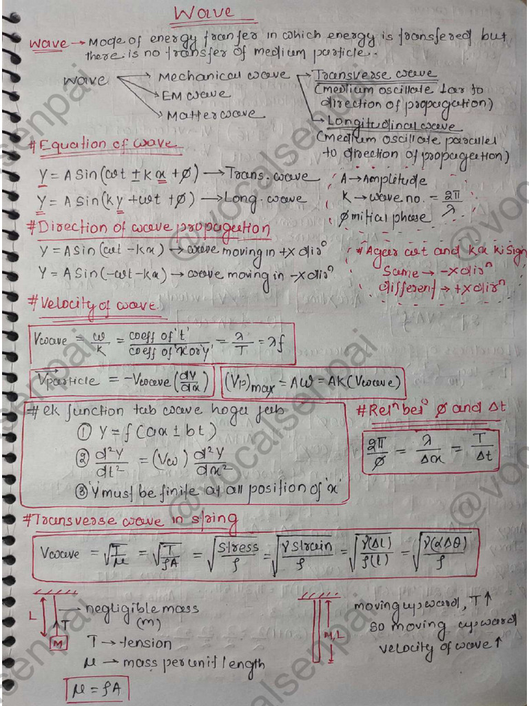 (Normal) WAVE QUICK REVISION SHEET PHYSICS | PDF