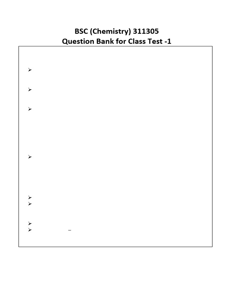 Question Bank For Class Test-1 Odd Sem | PDF | Chemical Bond | Covalent ...