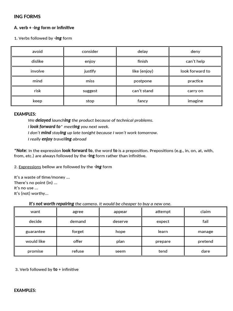 ING vs. TO | PDF | Verb | Grammar
