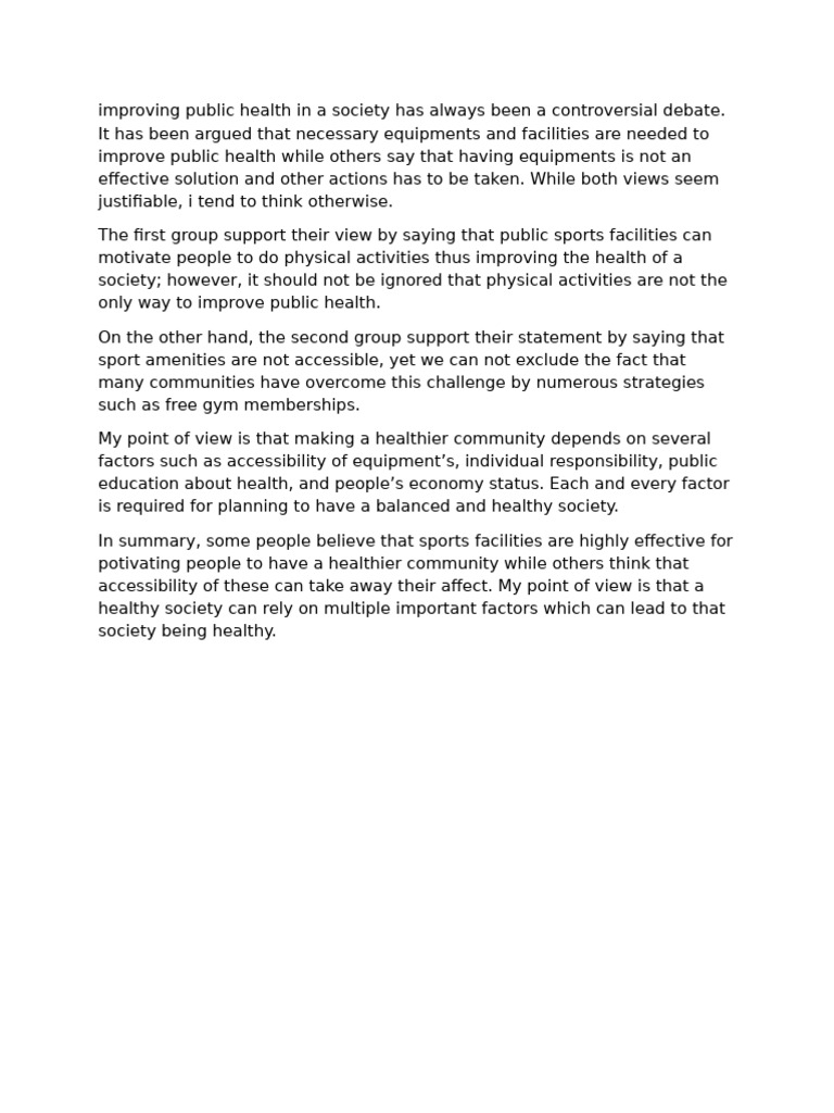 Some People Say That Sport Facilities Has Little Affect | PDF