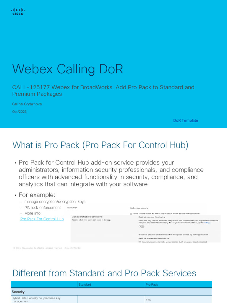 Webex Calling Pro Pack Integration Guide | PDF | Information Security ...