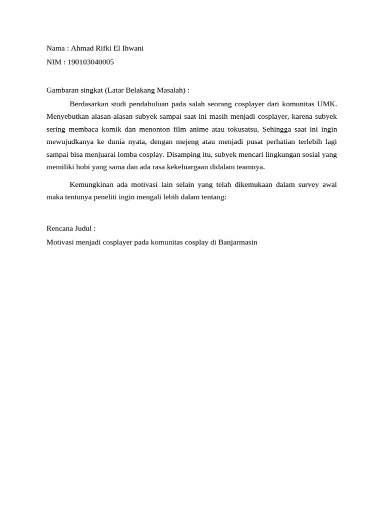 Proposal Wibu | PDF | Karier & Perkembangan