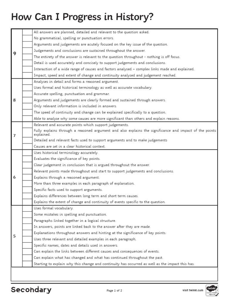 How Do I Progress in History Activity Sheet | PDF | Argument | Question