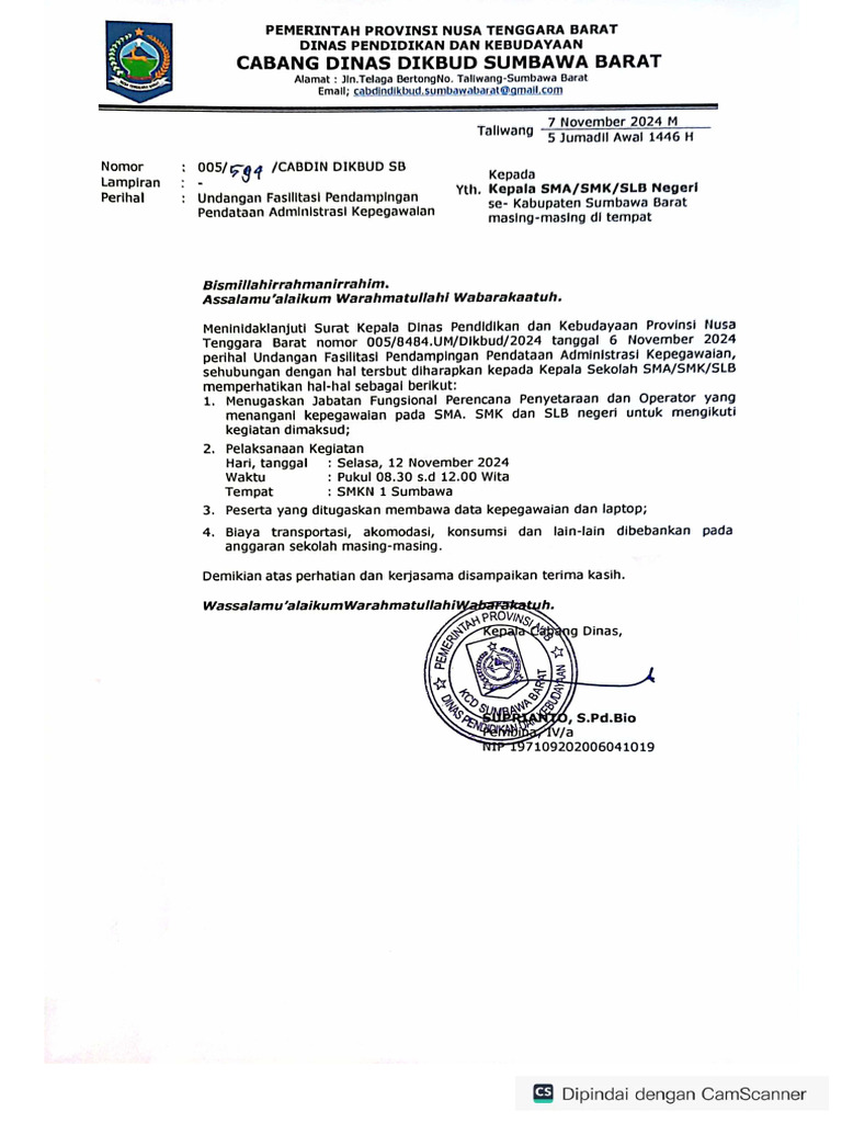 Undangan Fasilitasi Pendampingan Pend. Administrasi Kepegawaian | PDF