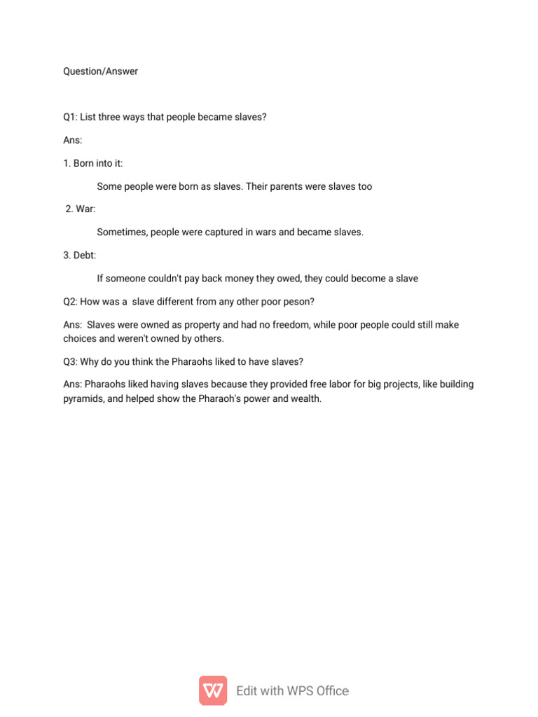 Question - Answer-WPS Office | PDF