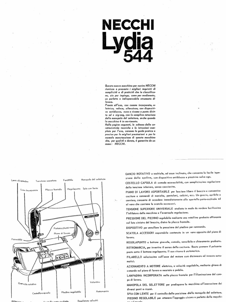 Necchi 544 Lydia Sewing Machine | PDF