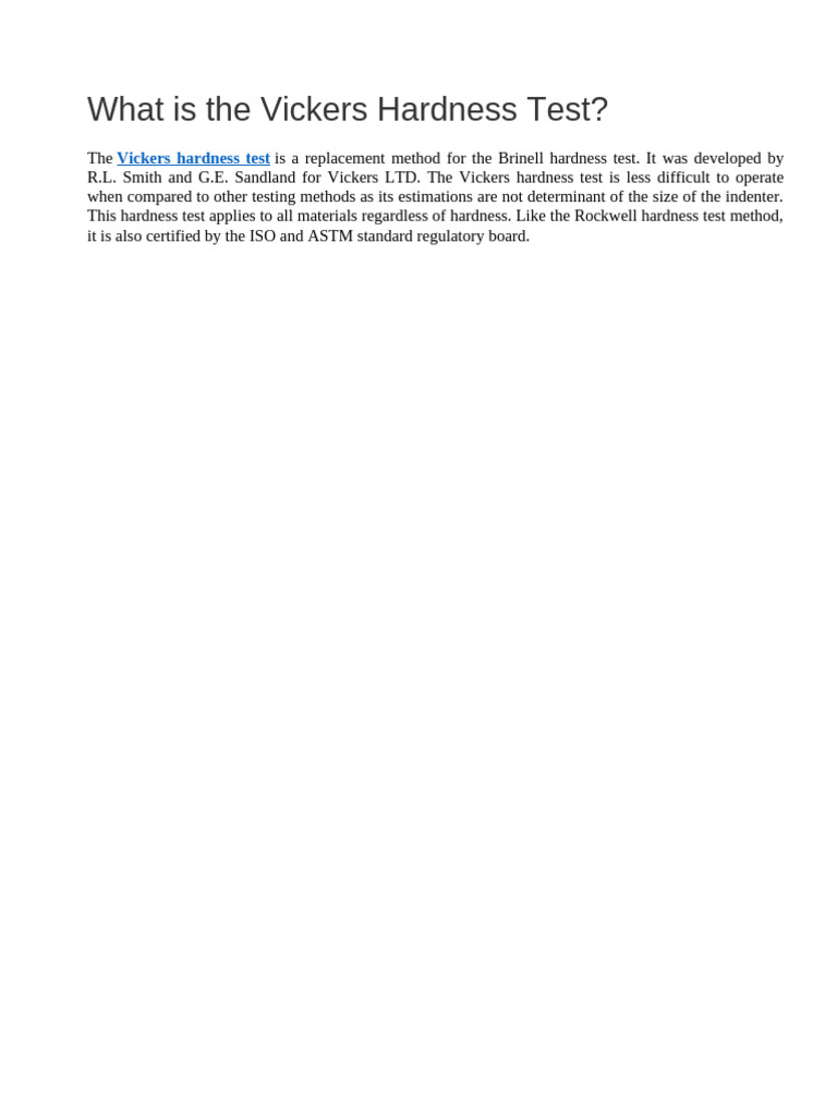 Vickers Hardness Test Explained | PDF
