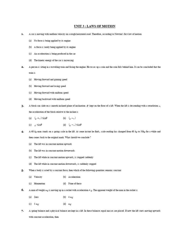 unit-3-laws-of-motion | PDF | Force | Newton's Laws Of Motion