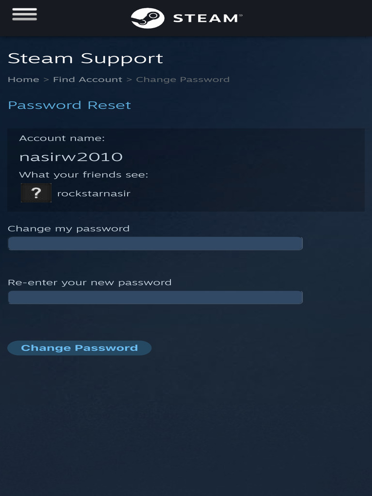 Steam Support - Change Password | PDF